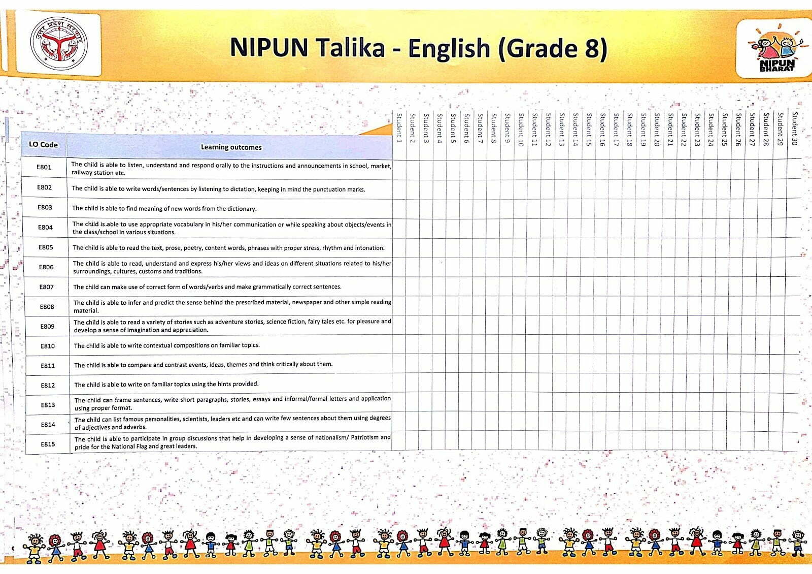 निपुण भारत तालिका कक्षा 8 PDF Download| Nipun Bharat Talika PDF Class 8 ...