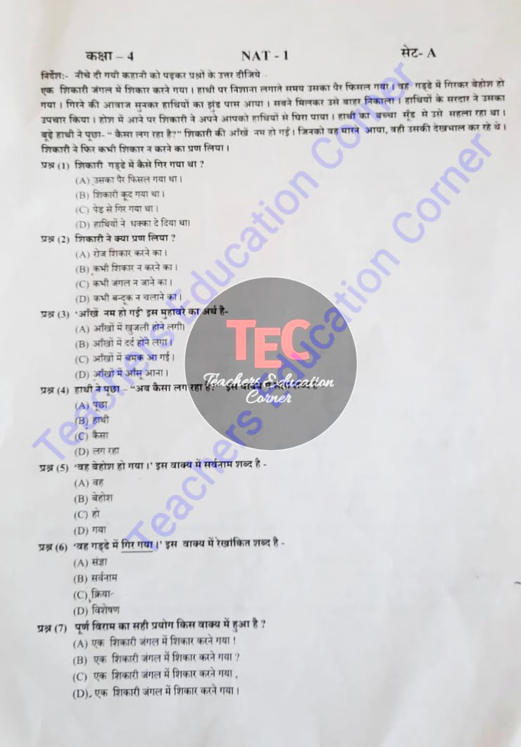 नए NAT Paper 2023 Class 1 To 5 Pdf | Nat Exam 2023 | NAT Model Paper ...