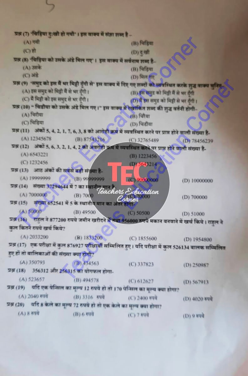 नए NAT Paper 2023 Class 1 To 5 Pdf | Nat Exam 2023 | NAT Model Paper ...